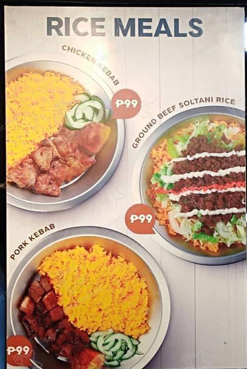 Menu at Persian Avenue, Makati