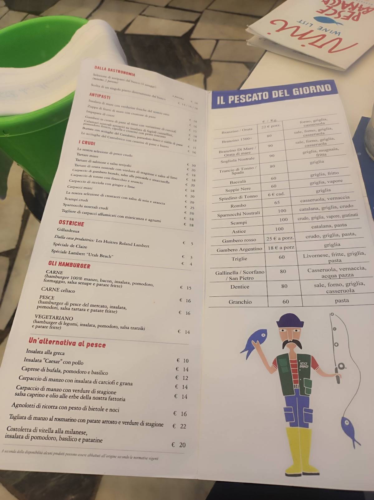 Menu da Pesce Baracca, Forte dei Marmi, Via Achille Franceschi