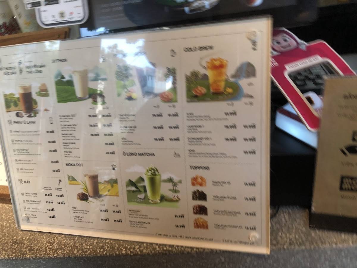 Menu at Phê La - Hàng Cót cafe, Hanoi