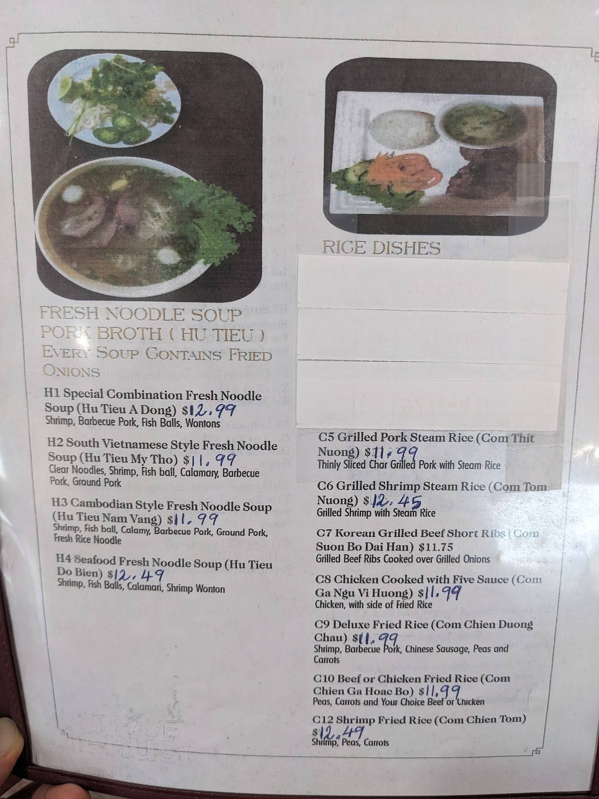 Menu at Pho A Dong Restaurant, Las Cruces