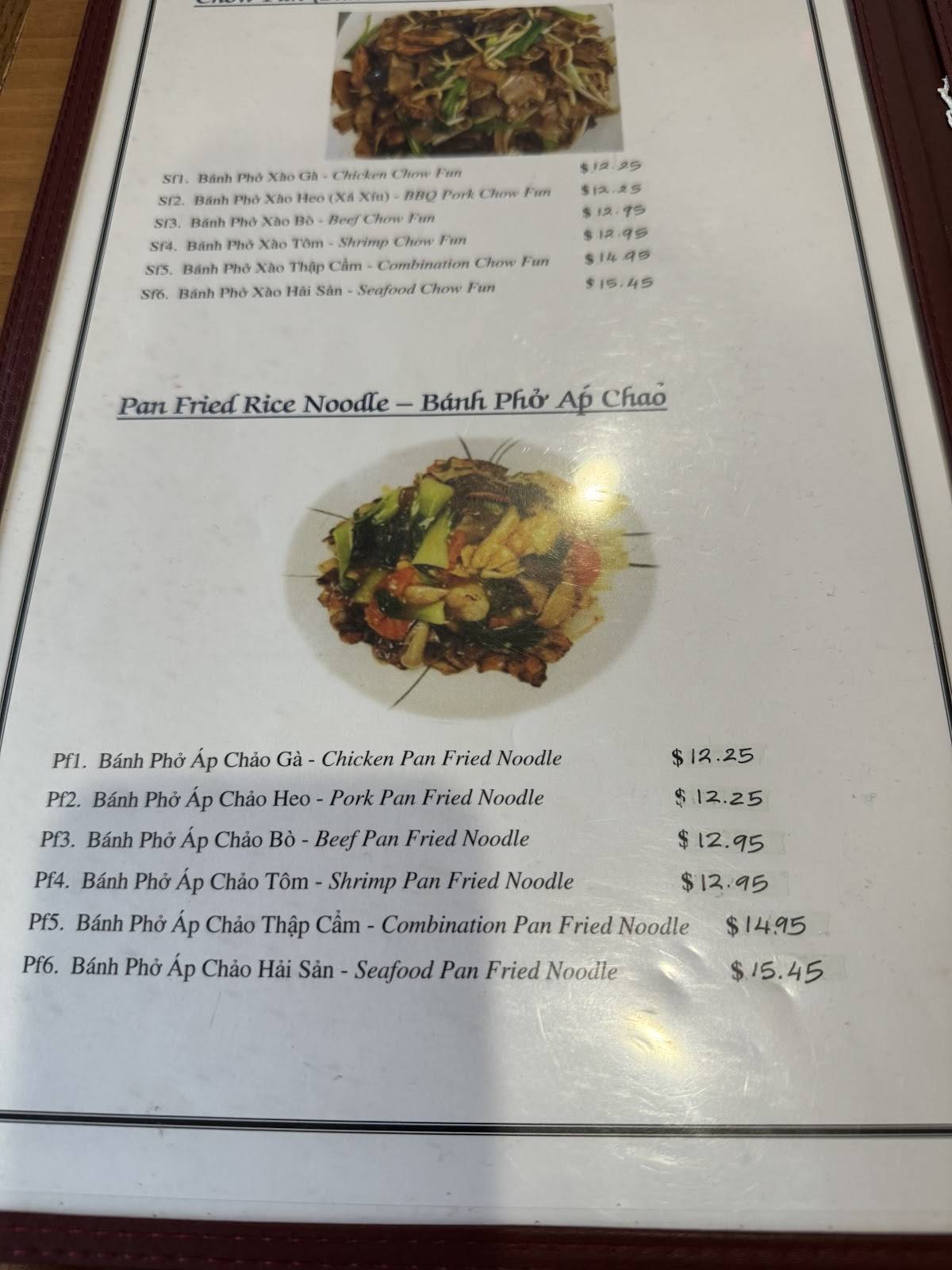 Menu at Pho Ong 8 restaurant, Wichita, E Harry St