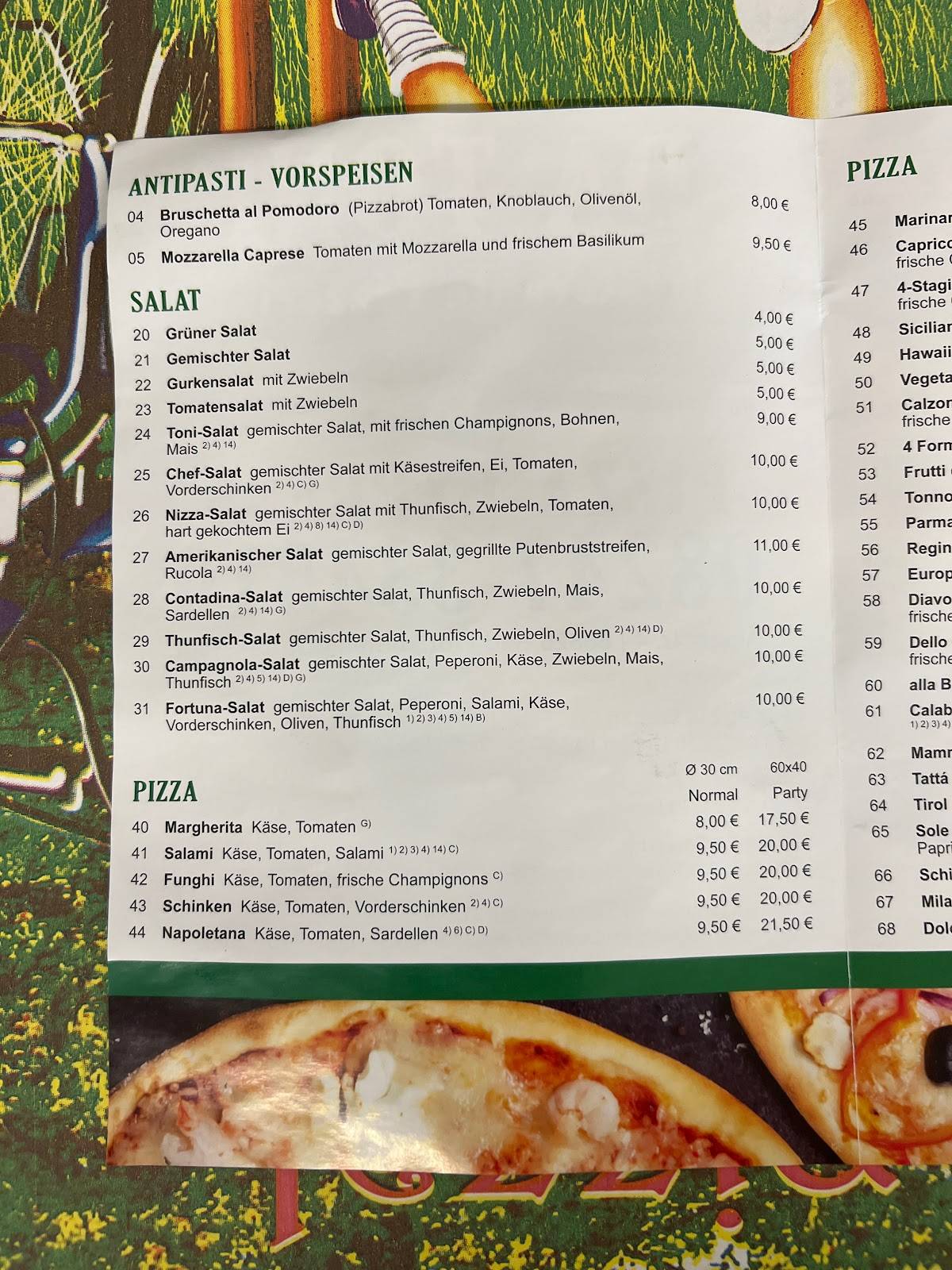 Speisekarte von PiZZA SERVICE DA TONi, Bad Wörishofen
