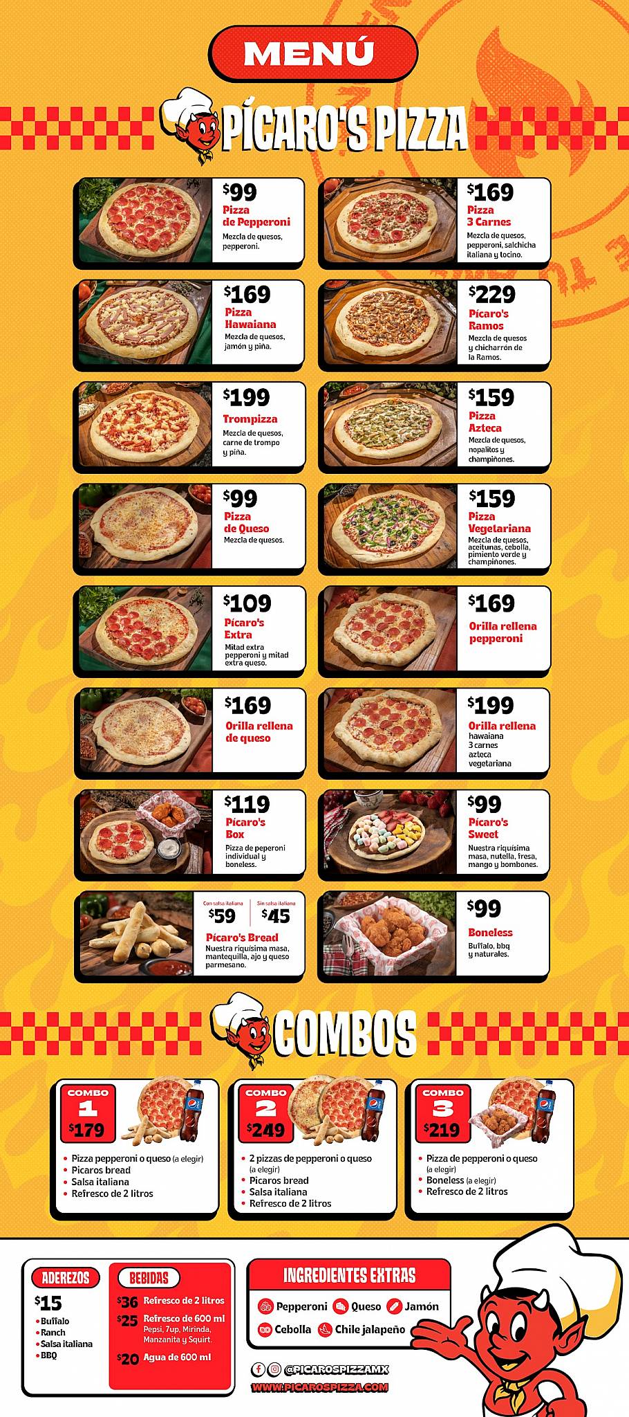 Carta del restaurante Picaro's Pizza - Hilario, Monterrey