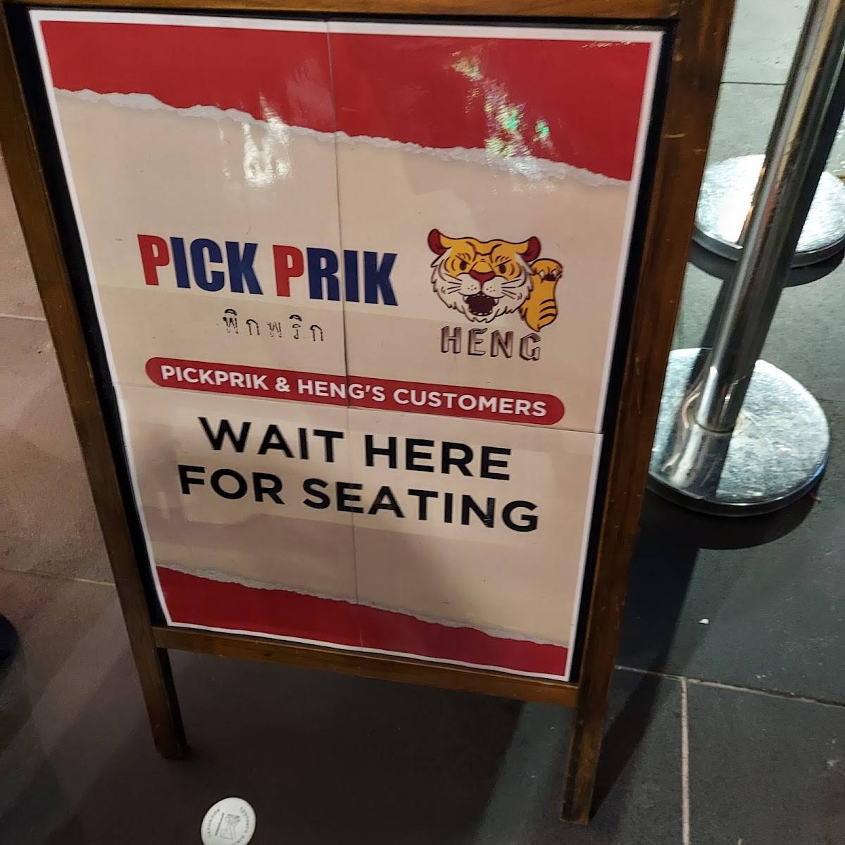 Menu at Pick Prik restaurant, Melbourne