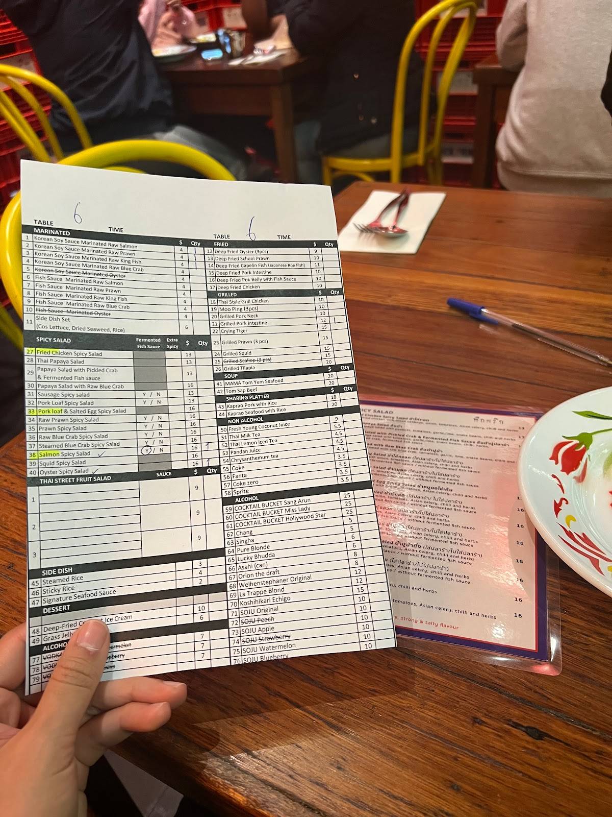 Menu at Pick Prik restaurant, Melbourne