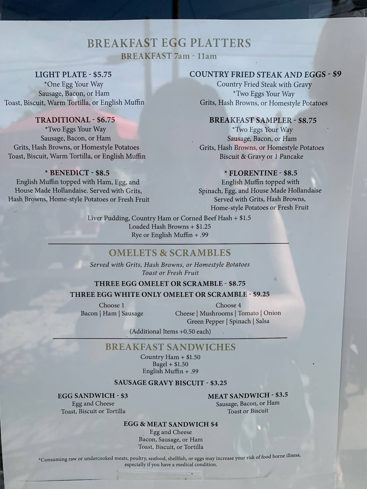 Menu at The Village Cafe, Pinehurst, 525 McCaskill Rd