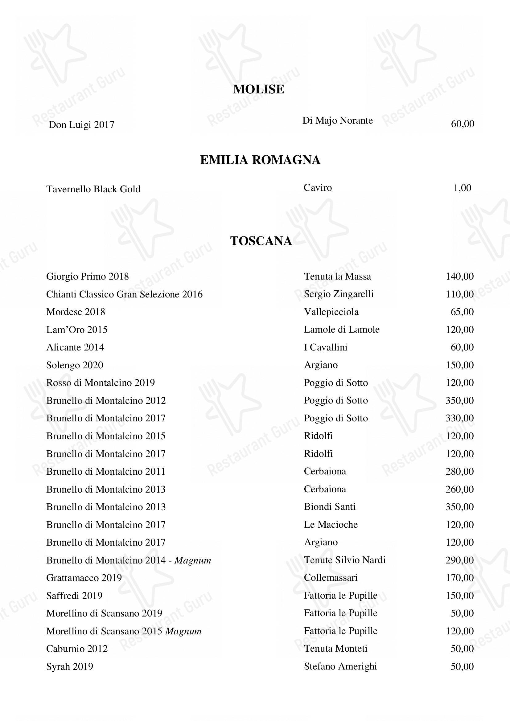 Menu da Pipero Roma ristorante, Roma