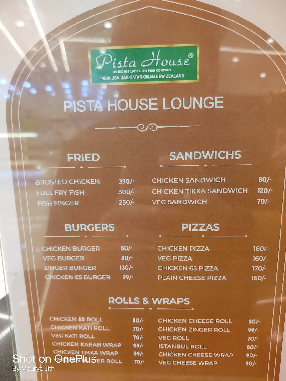 Menu at Pista House Santosh Nagar, Hyderabad