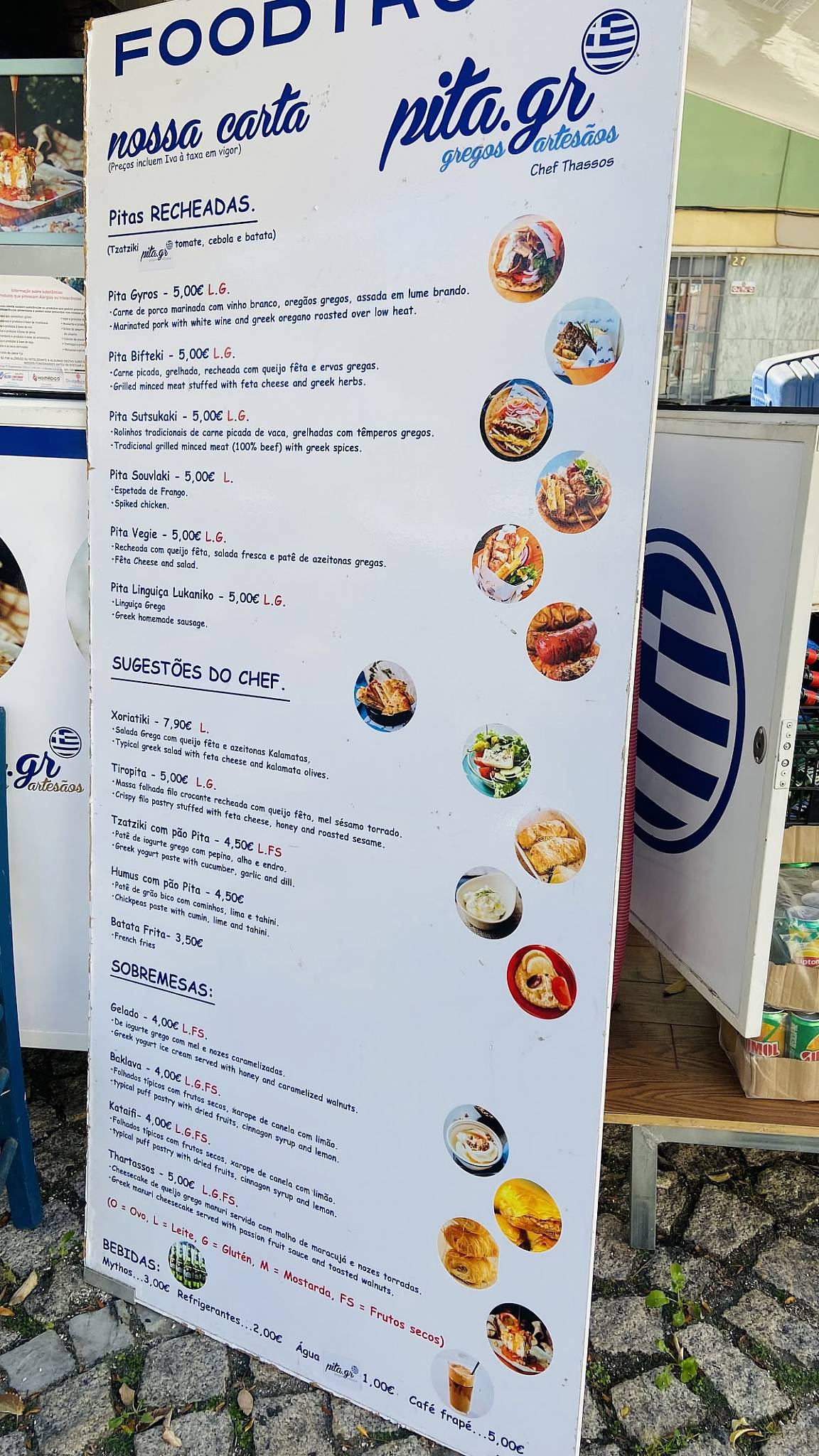 Menu em Pita.gr FoodTruck Chef Thassos restaurante, Lisboa