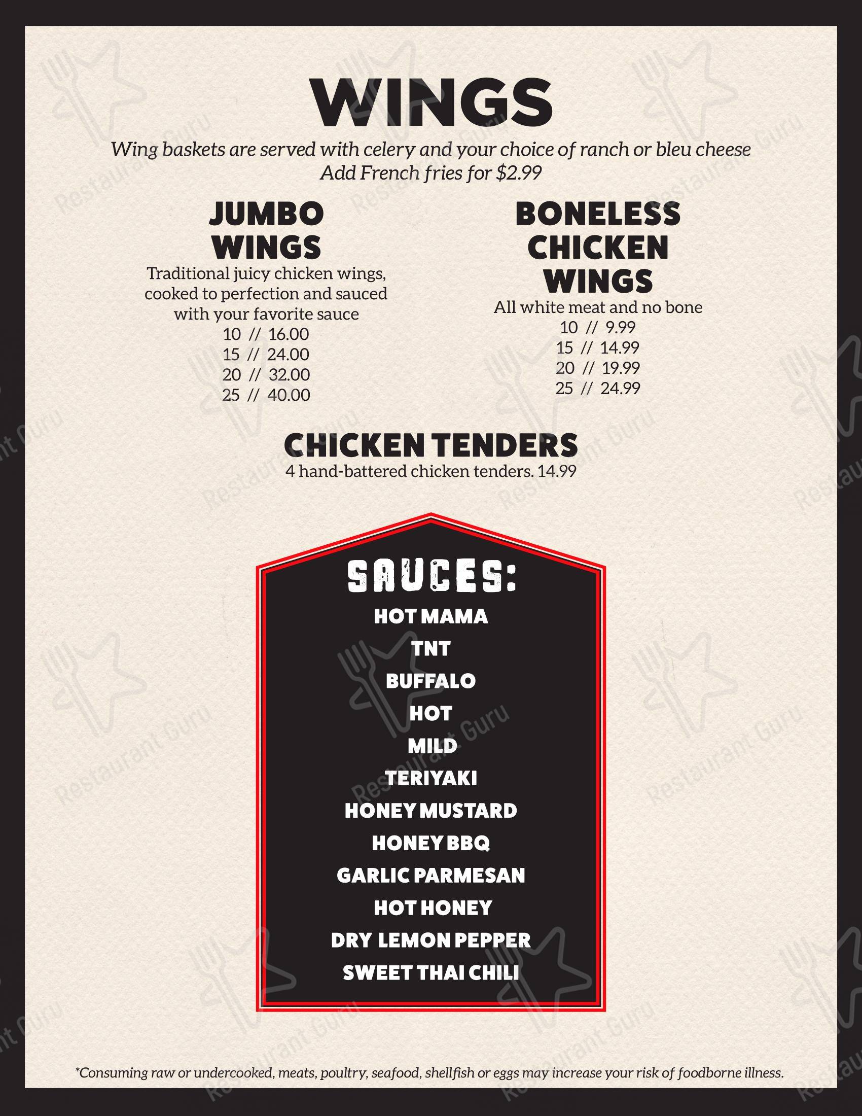 Menu at Pitt Stop Sports Bar & Grill, Granger