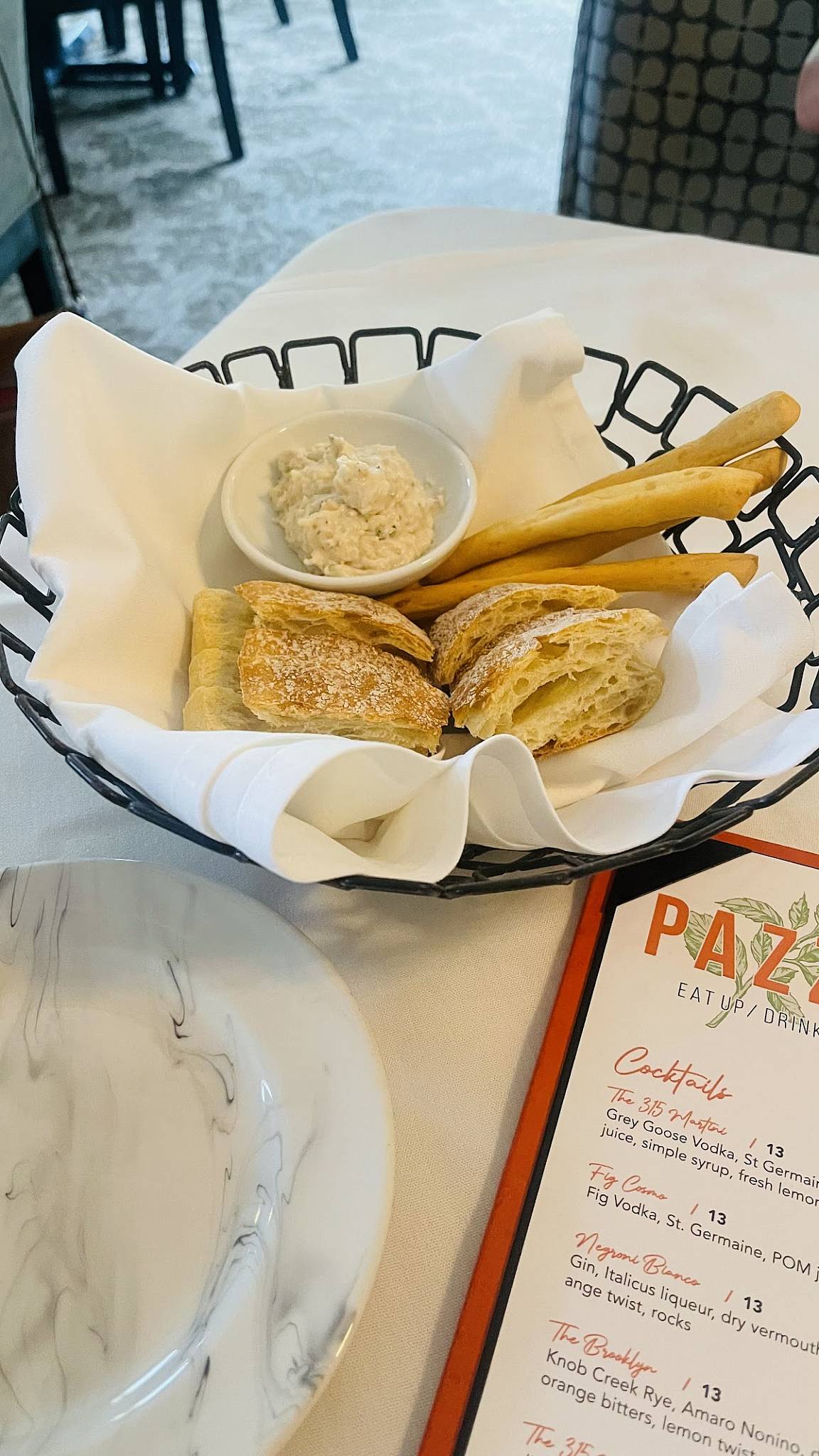 Menu at Pazzo restaurant, Pittston