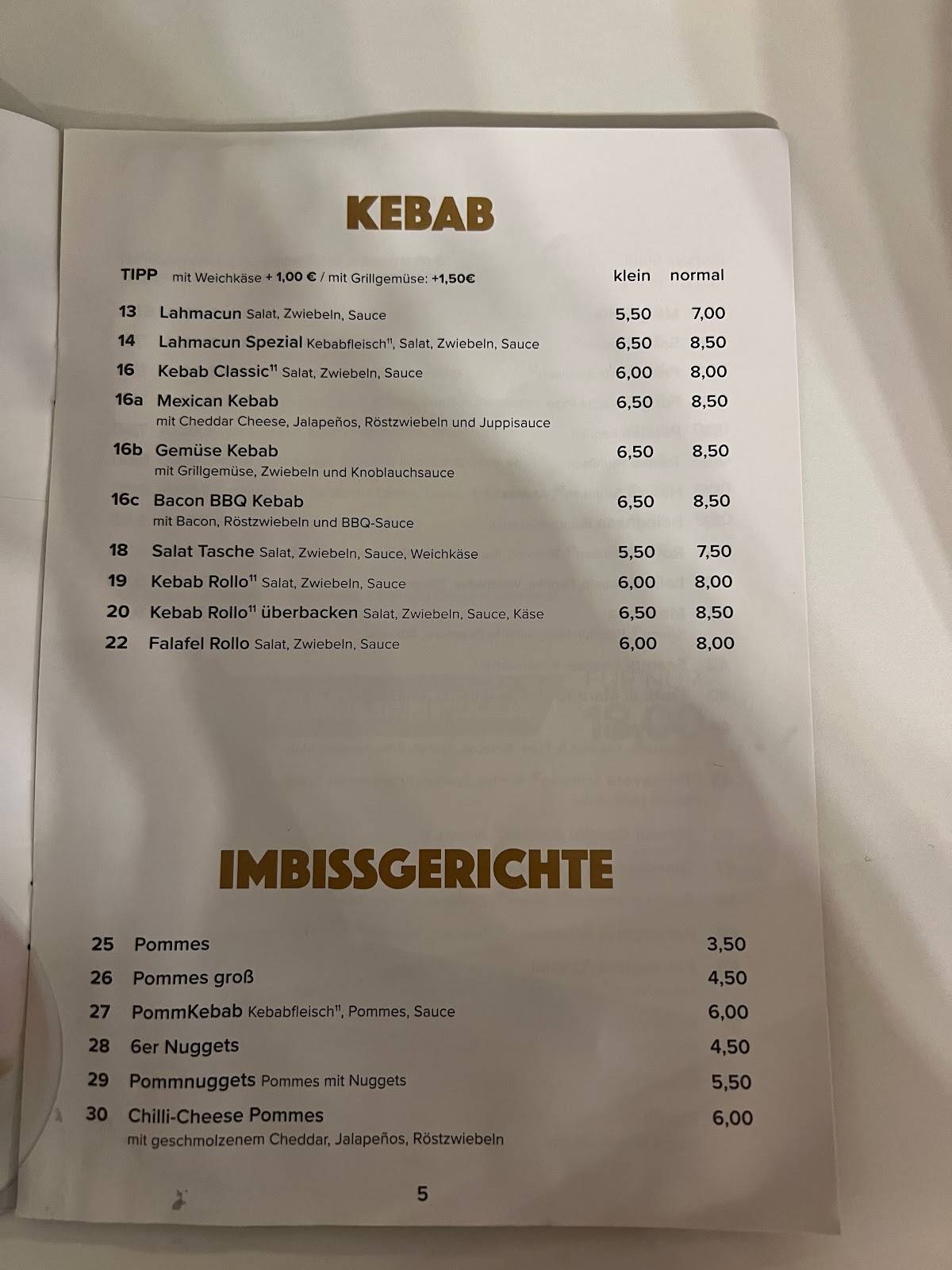 Speisekarte von Pizza Hood, Gescher