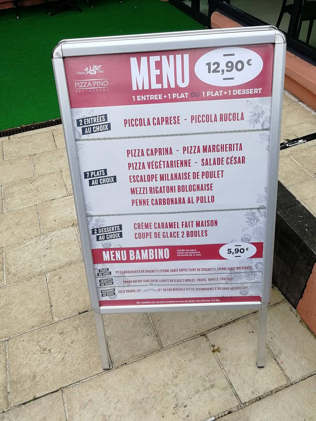 Menu at Pizza Pino restaurant, Vélizy-Villacoublay, 35 Av. de l'Europe