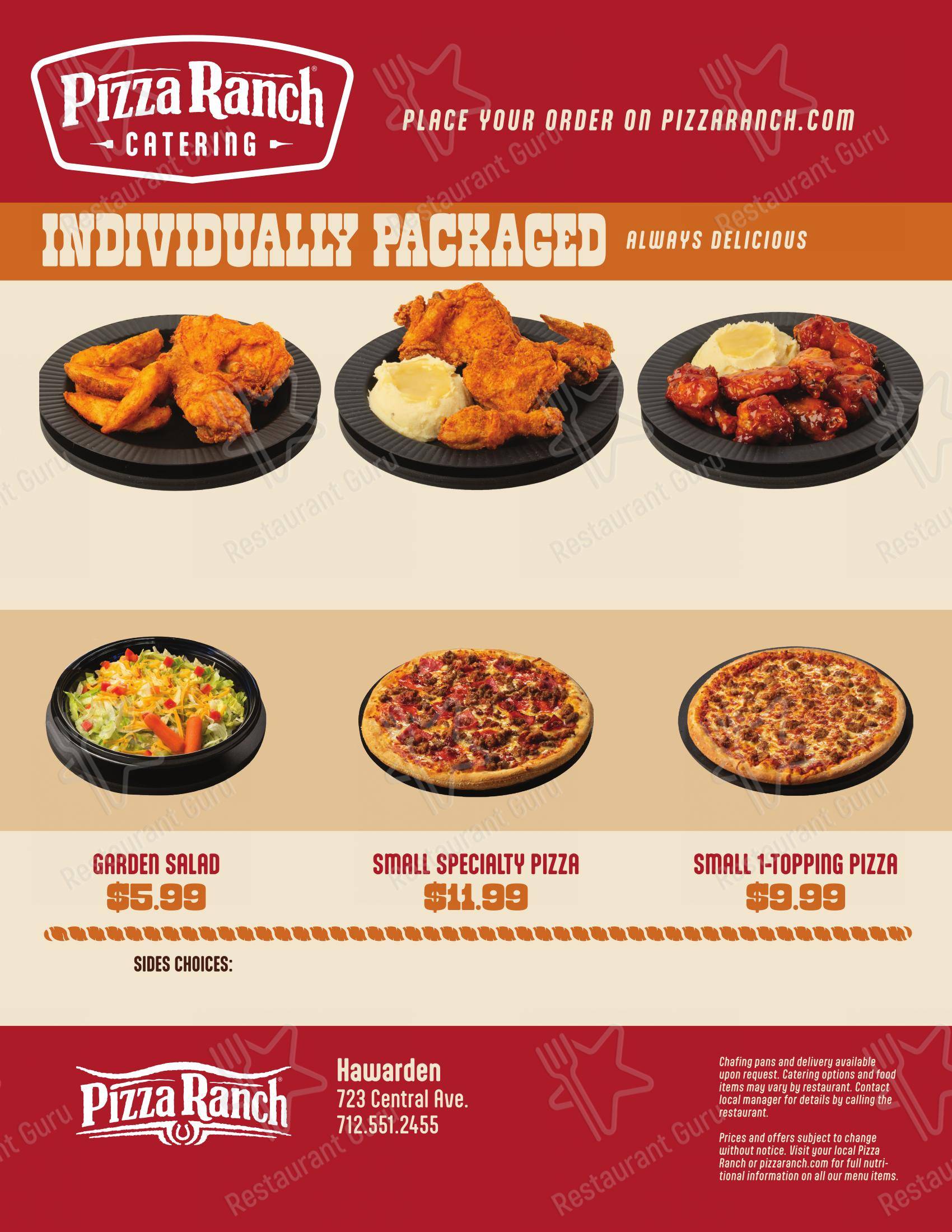 Menu at Pizza Ranch pizzeria, Hawarden