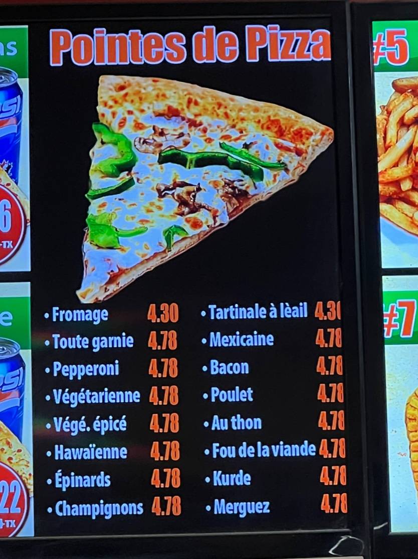 Menu au Pizza Soleil pizzeria, Montréal, 2021 Av. Union
