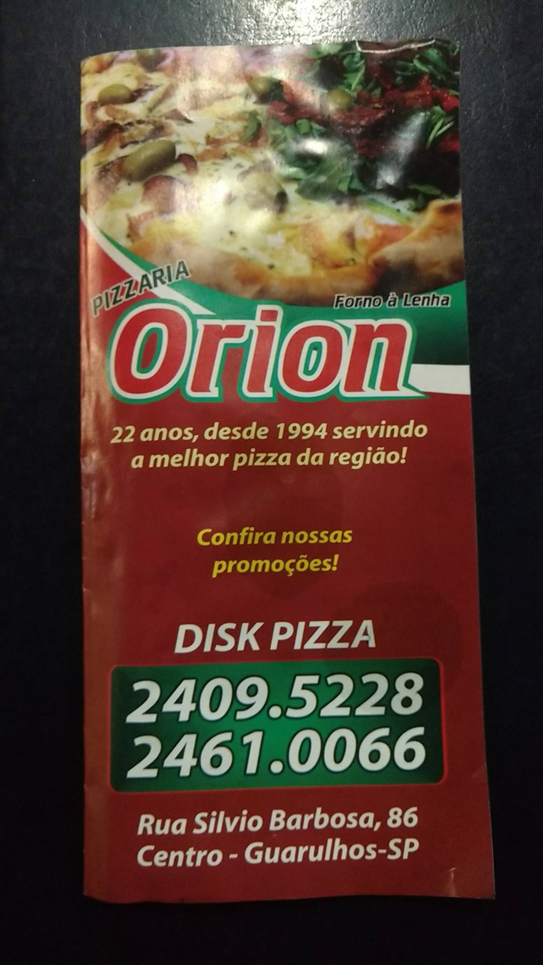 Menu em Pizzaria Orion, Guarulhos