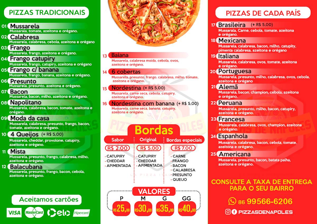 Menu em Pizzas De Nápoles restaurante, Teresina