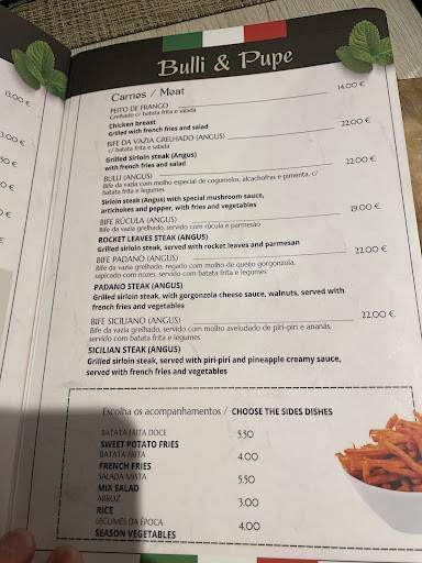 Menu em Pizzeria Bulli & Pupe, Portimão, R. da Falésia Praia da Rocha