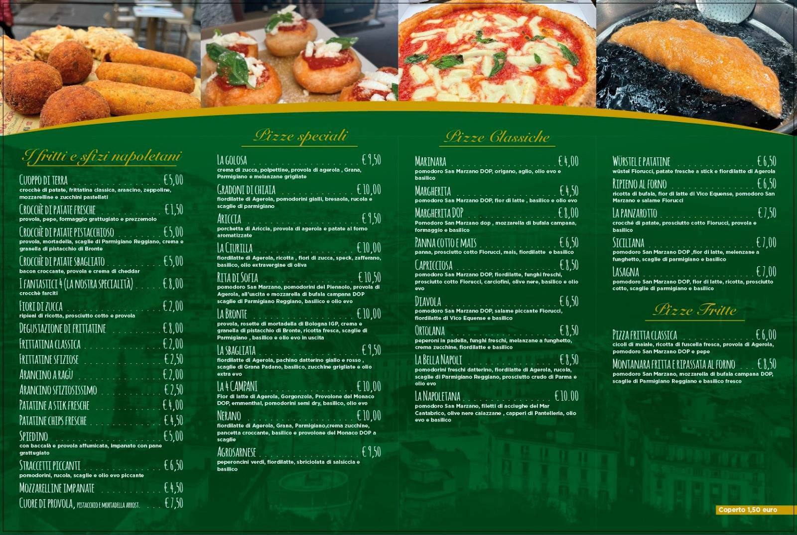 Menu at Pizzeria Donna Sofia a Chiaia, Naples