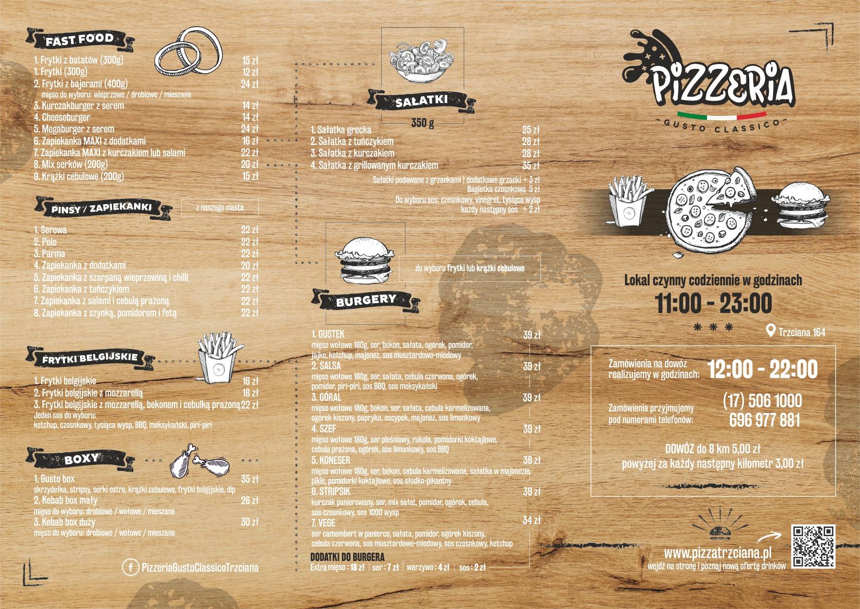 Carta de Pizzeria GUSTO CLASSICO, Trzciana, Trzciana 164