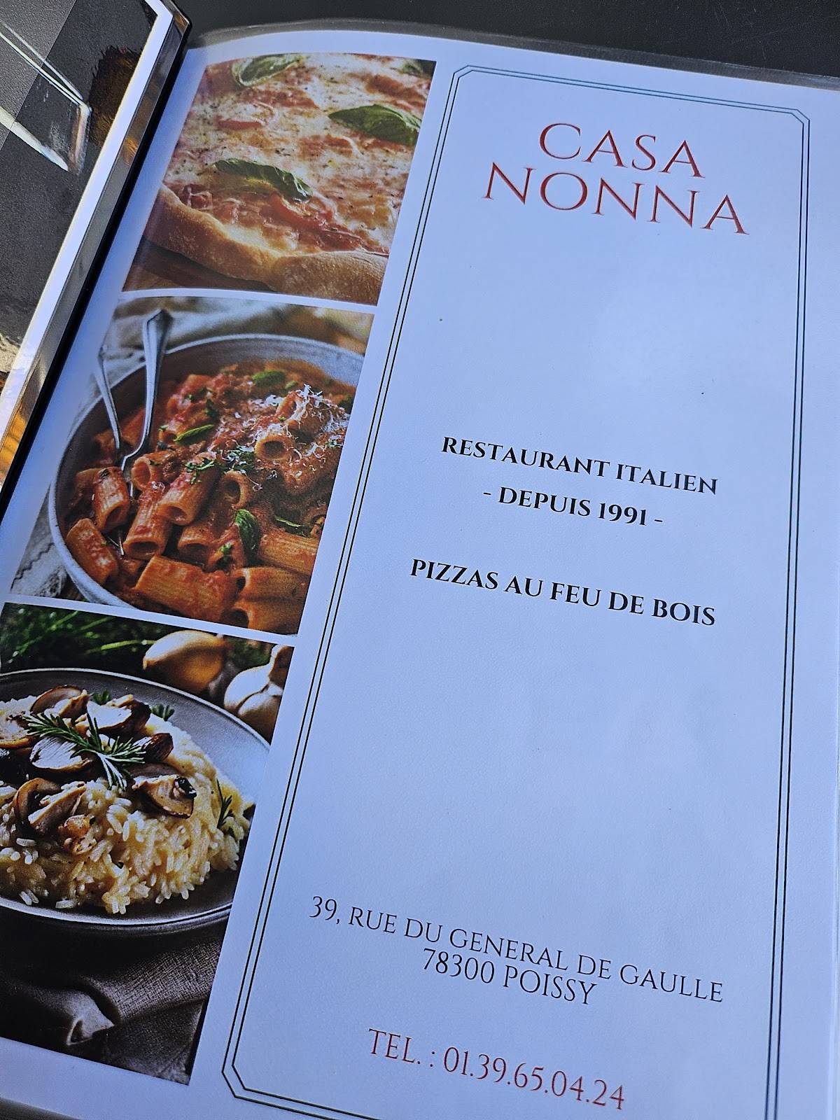 Menu au Pizzeria Casa Nonna, Poissy