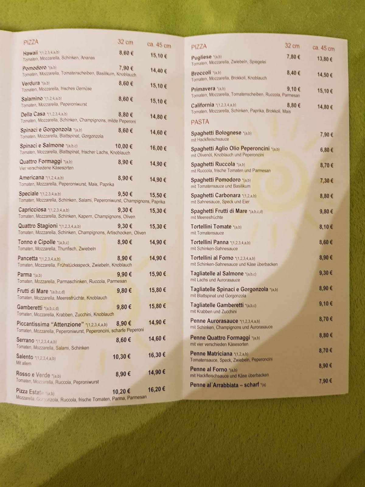Carta de Pizzeria SALENTO, Schönau am Königssee