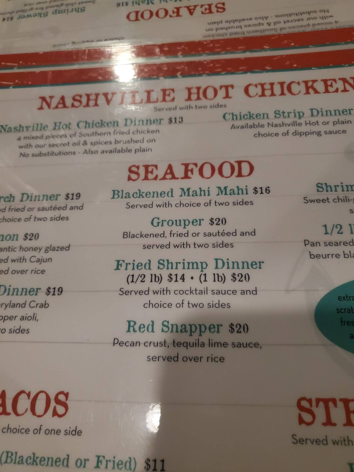 Menu at Shipwreck Bar & Grill, Griffith