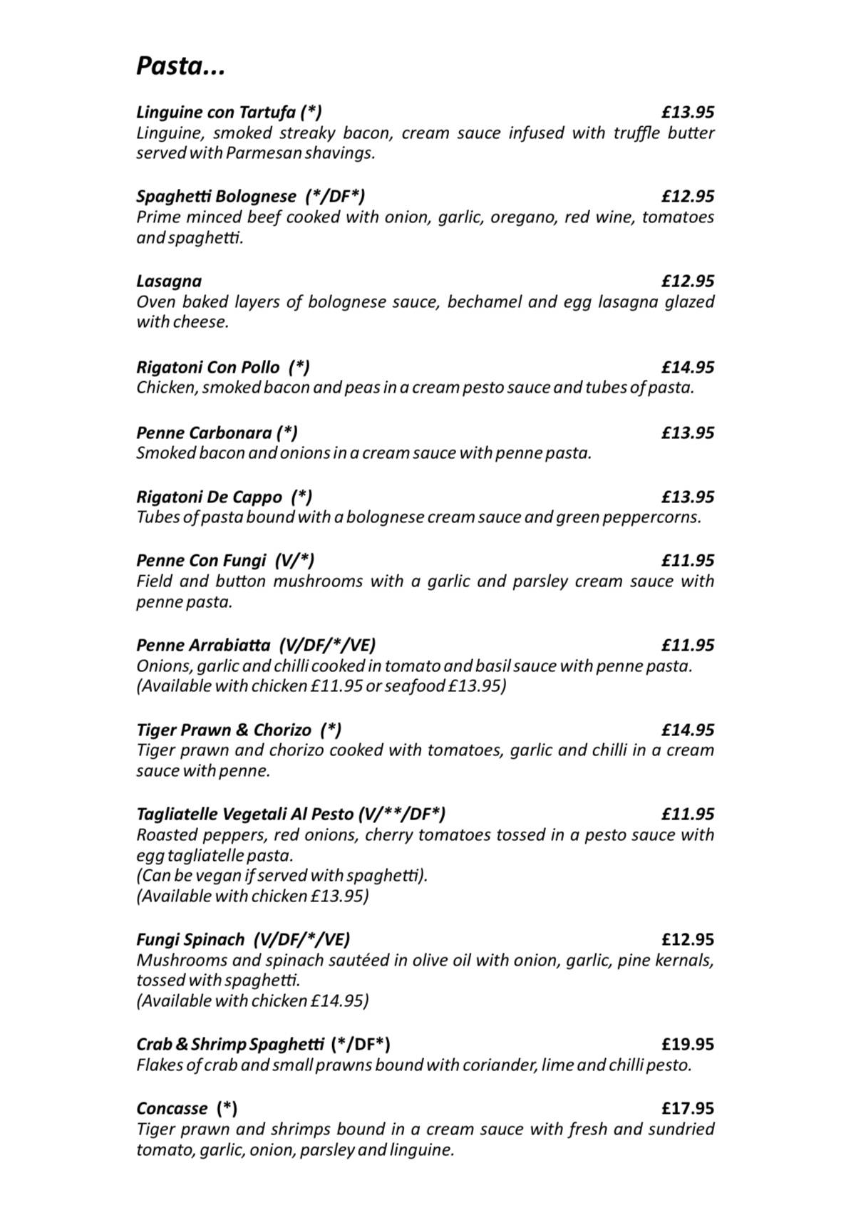 Menu at Zamani's Restaurant, Ashby-de-la-Zouch, 11