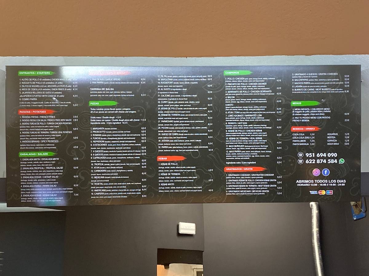 Menu at Beny xl restaurant, Fuengirola
