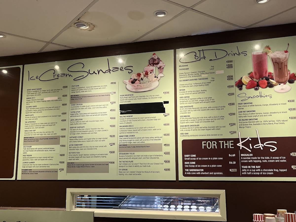 Menu at Planet 72 Icecreamery cafe, Torquay