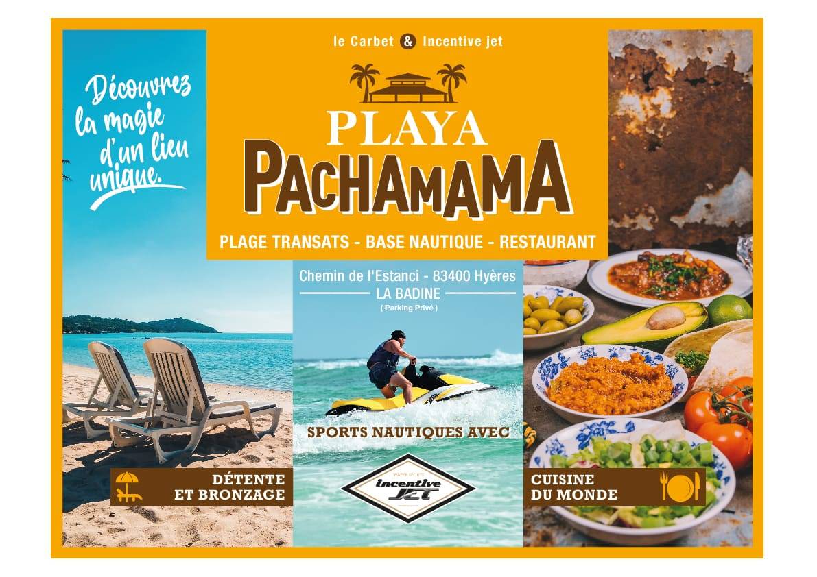 Menu at Playa Pachamama restaurant, Hyères