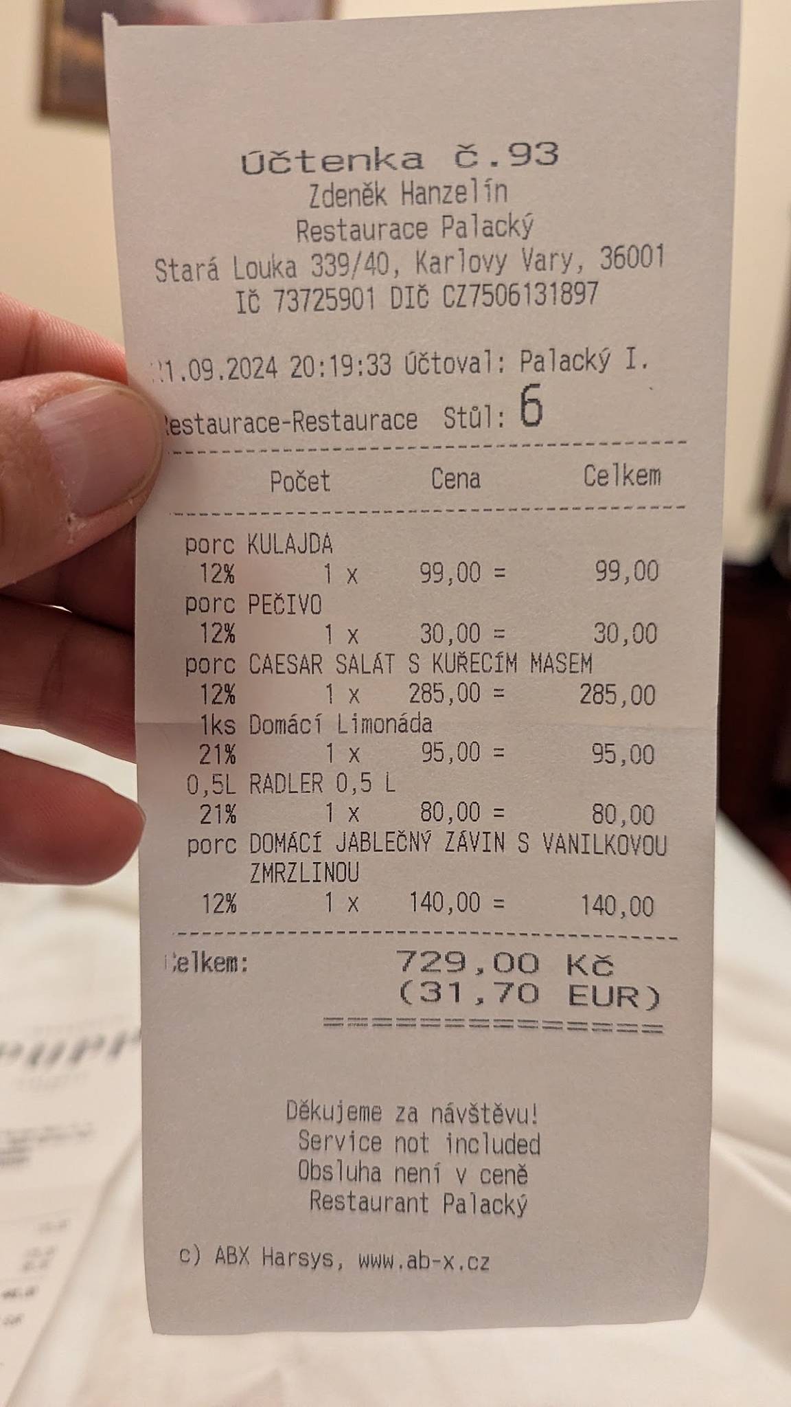 Menu at Plzeňská Restaurace Palacký restaurant, Karlovy Vary