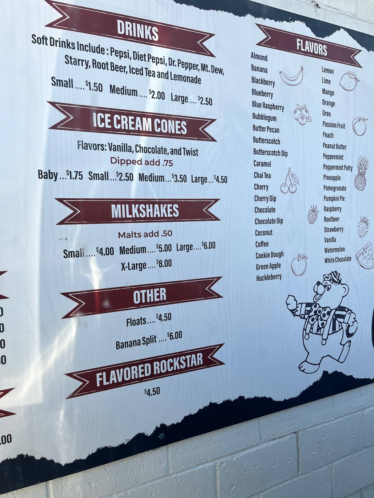 Menu at Polar Bear restaurant, Merrill