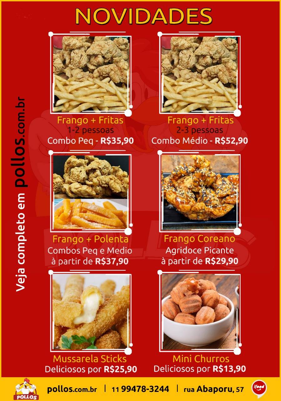 Menu em Pollos Delivery de Frango Crocante Frango Frito Frango Empanado ...