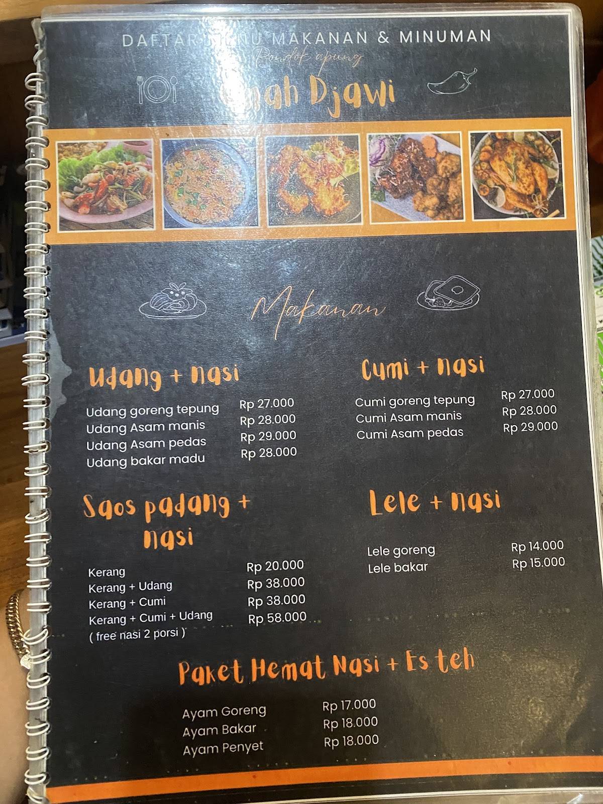 Carta del restaurante Pondok Apung Omah Djawi, Sukoharjo