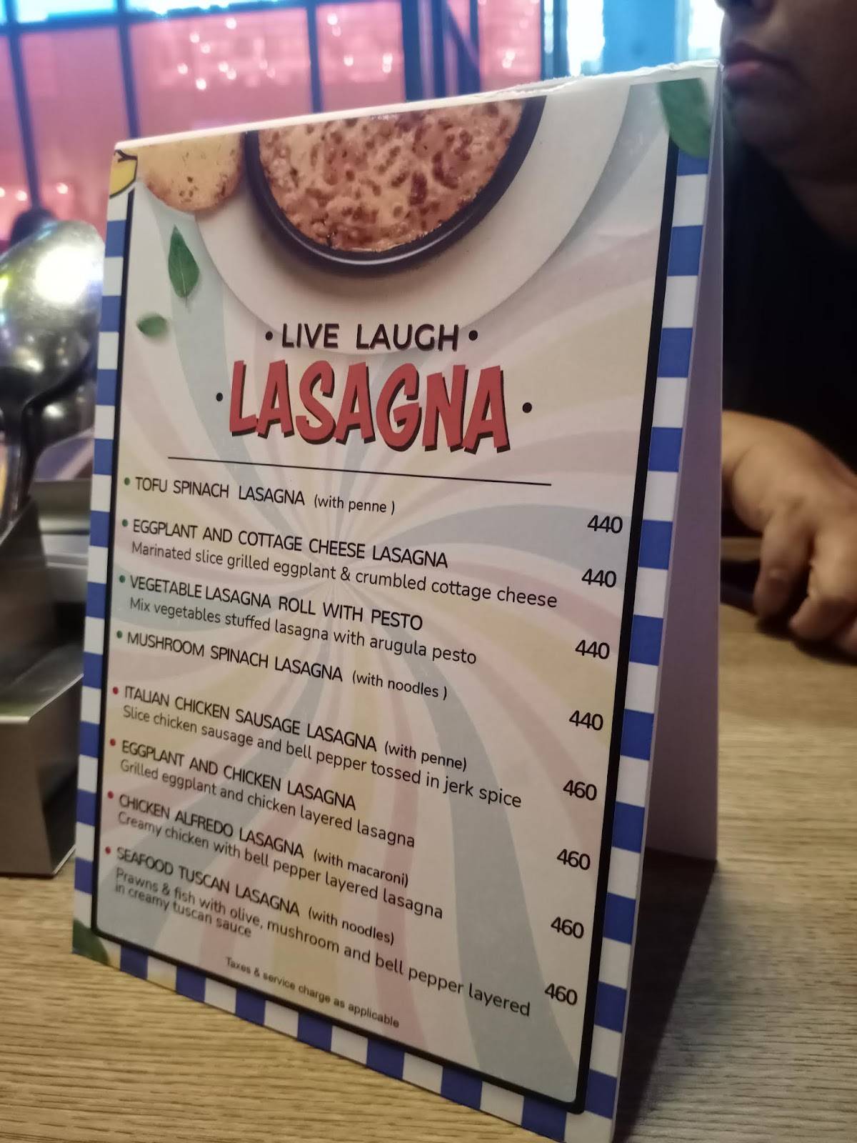 Menu at Pop Tate's Dadar, Mumbai