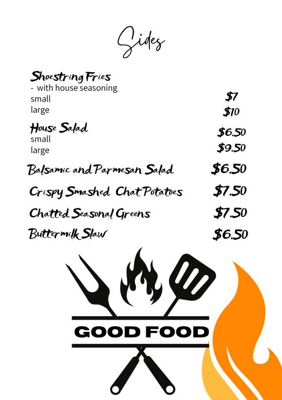 Menu at Flare Restaurant, Port Macquarie