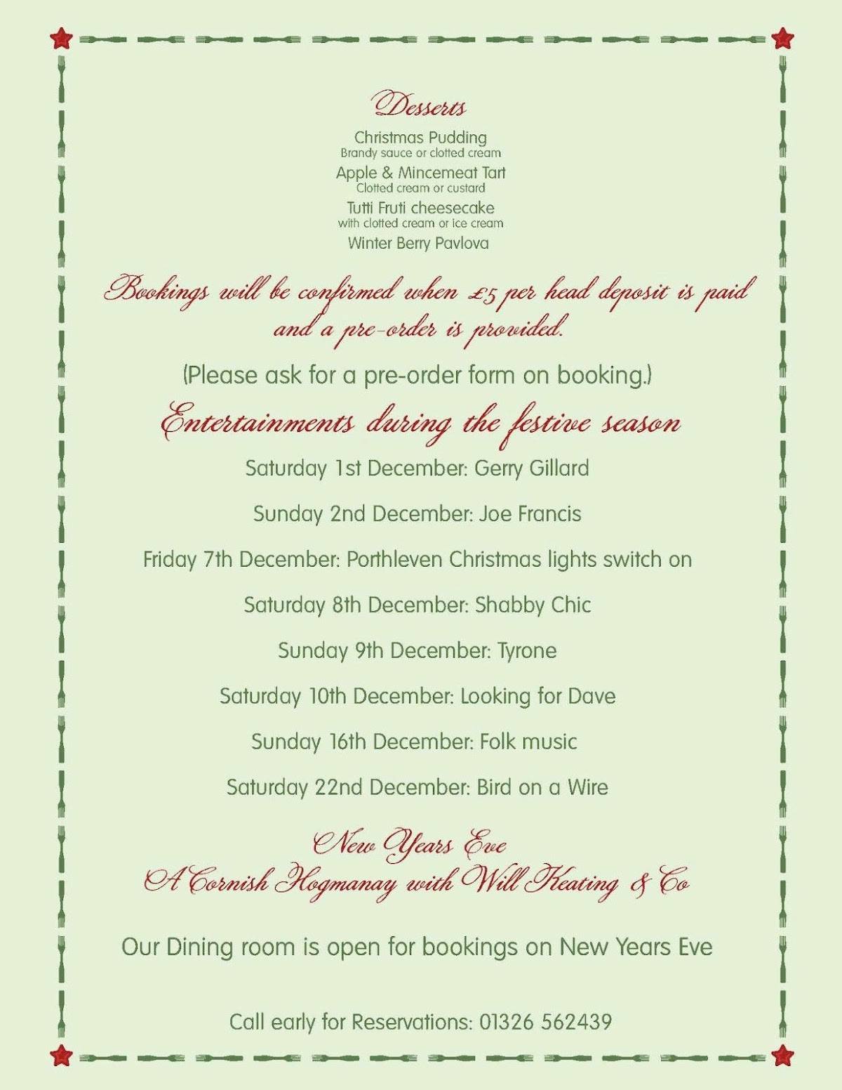 Menu at Atlantic Inn Porthleven pub & bar, Porthleven, Peverell Terrace