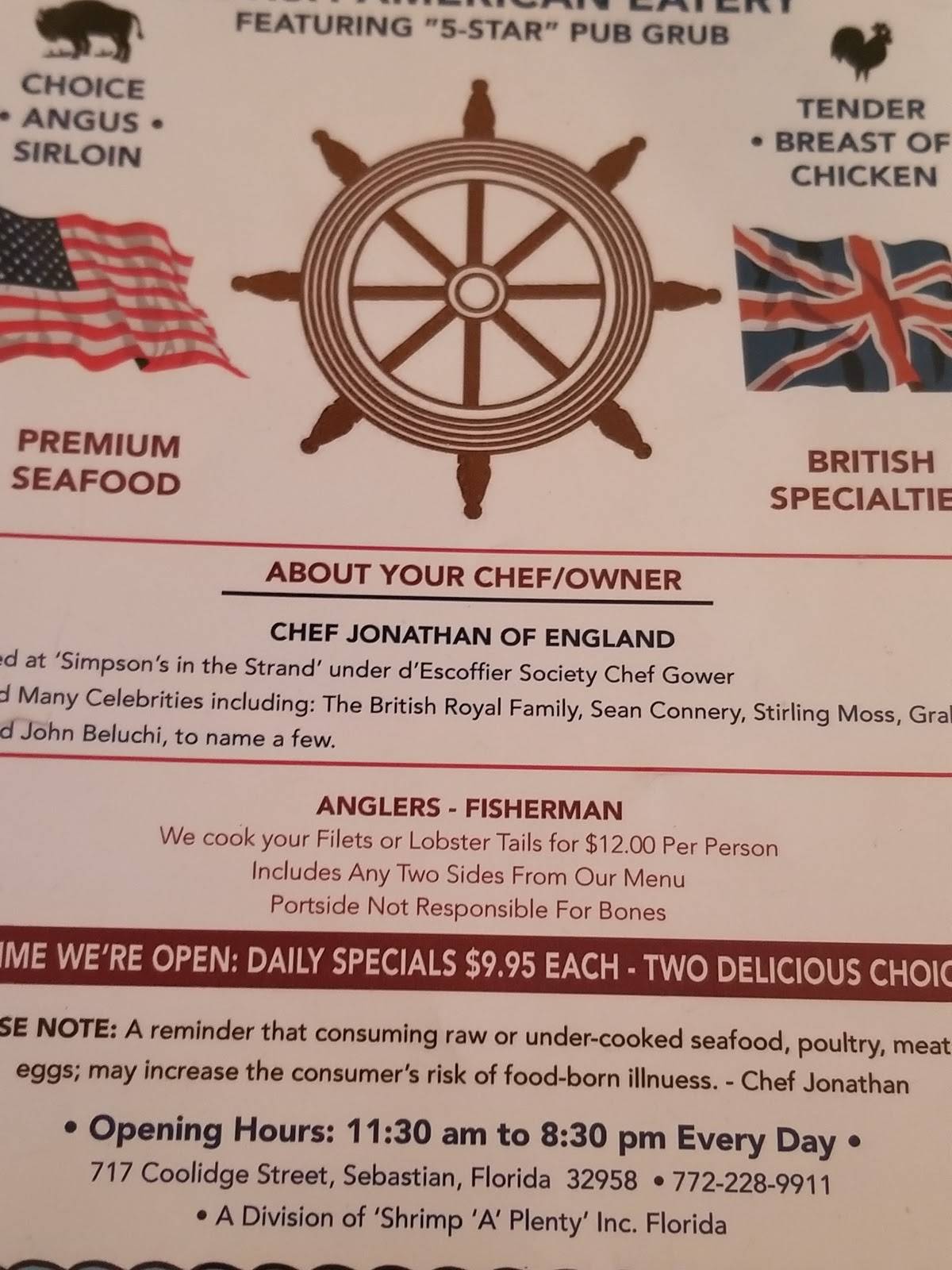 Menu at Portside Pub & Grille, Sebastian