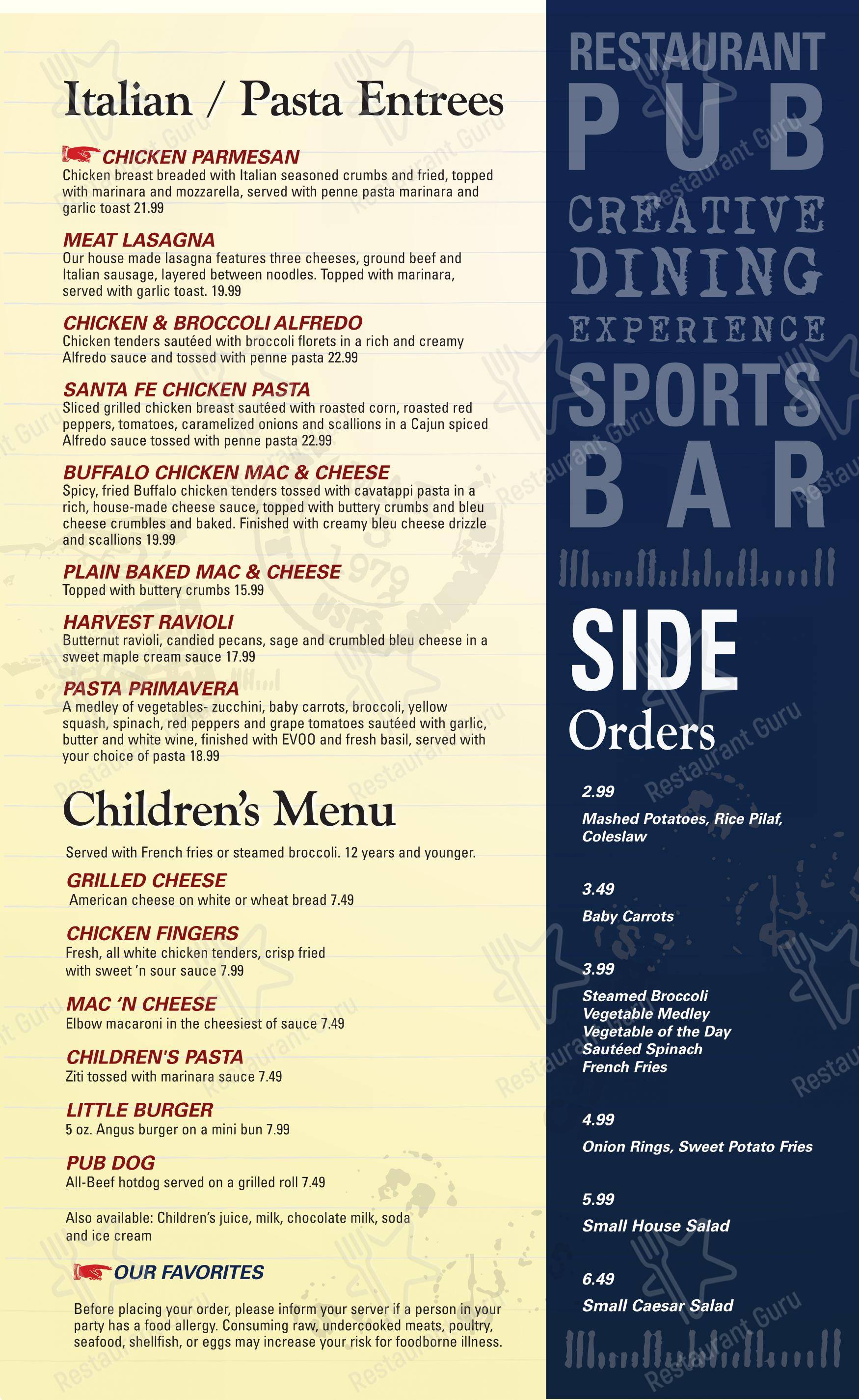 Menu at Post Office Pub Restaurant, Grafton
