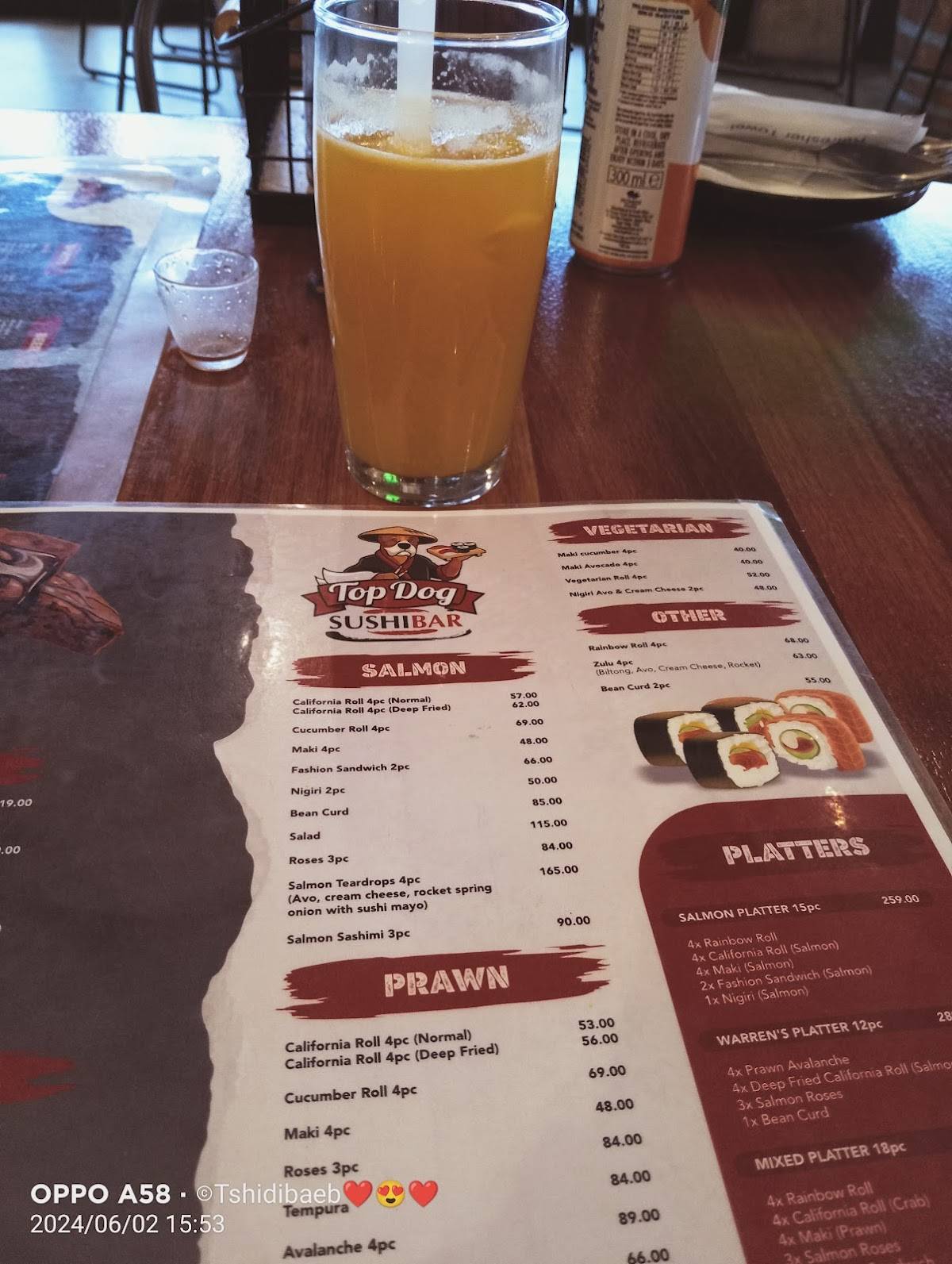 Menu at Top Dog Pub n Grill Potchefstroom, Potchefstroom