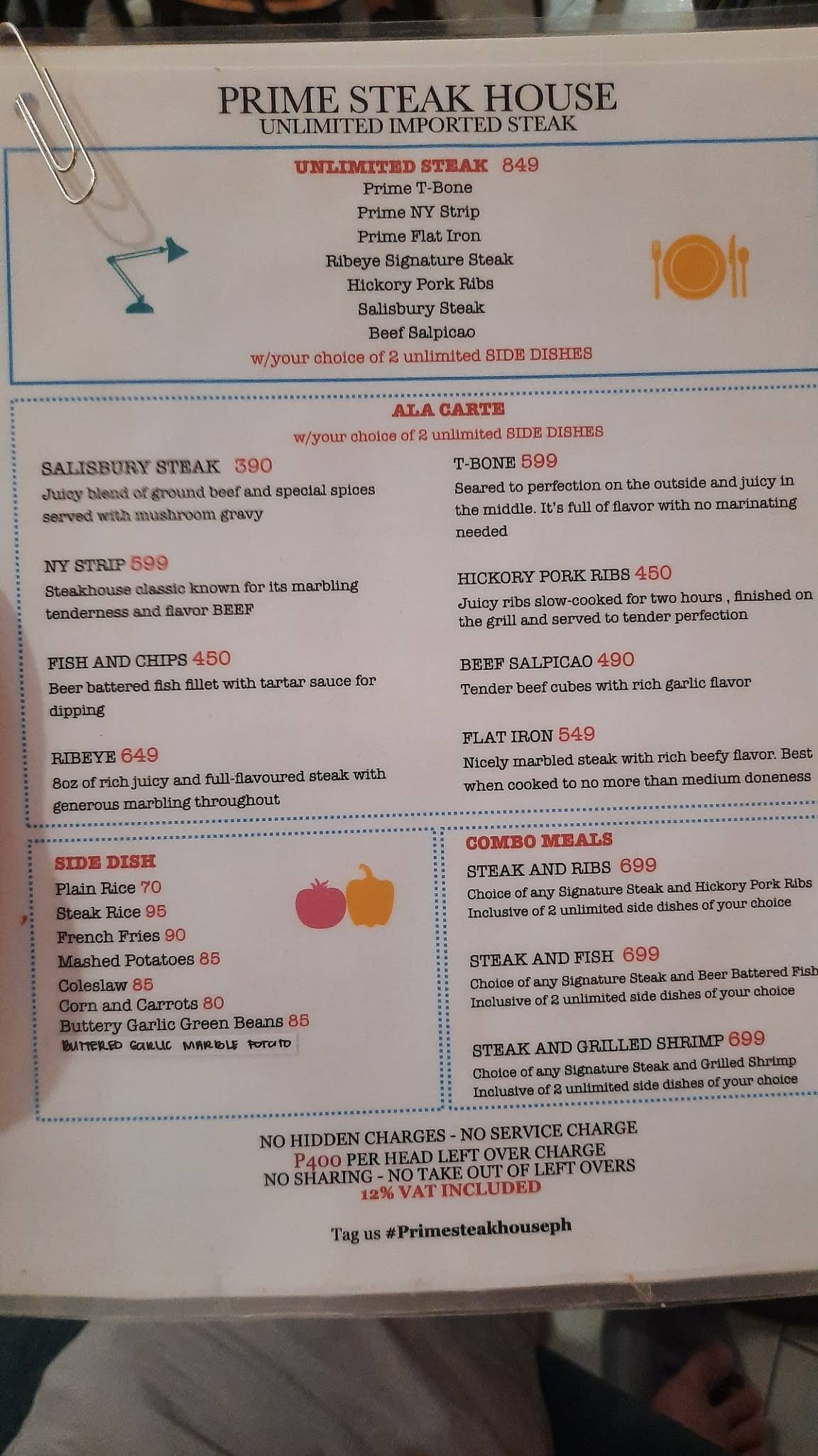 Menu at Prime Steak House - SM Pampanga restaurant, San Fernando