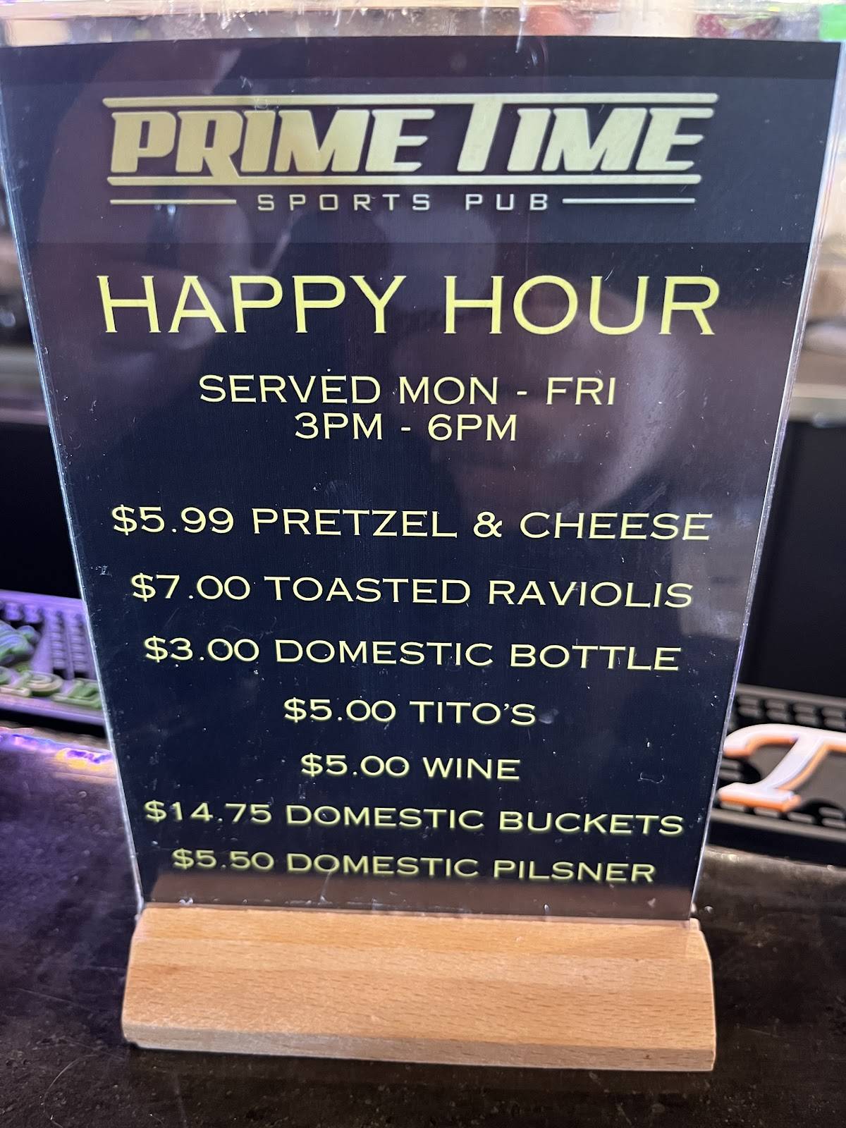 Menu at PrimeTime Sports Pub, Imperial