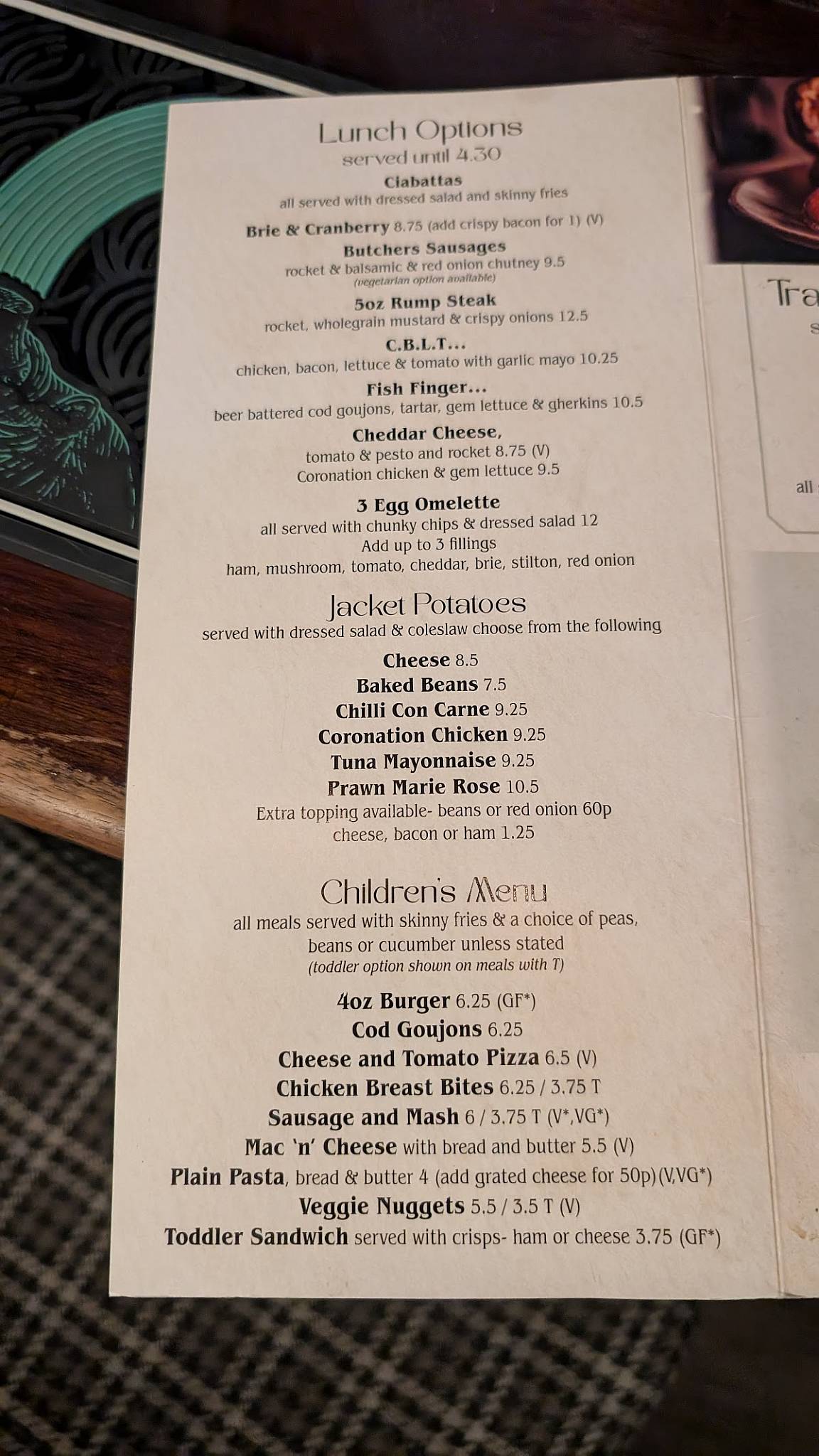 Menu at Prince of Wales East Cowes pub & bar, East Cowes