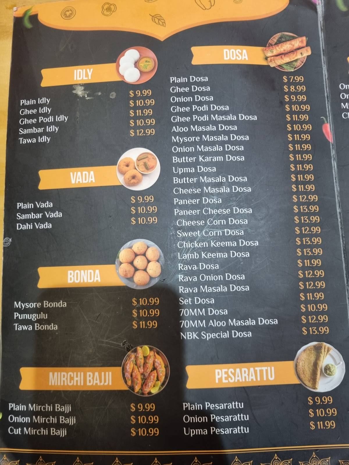 Menu at Nala Bhima Kitchen's Prospect restaurant, Prospect