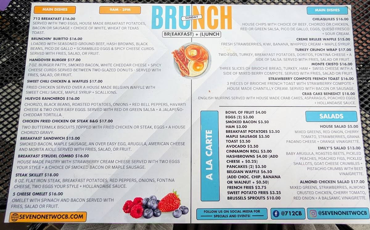 Menu at 712 Eat + Drink pub & bar, Council Bluffs, Madison Ave #700
