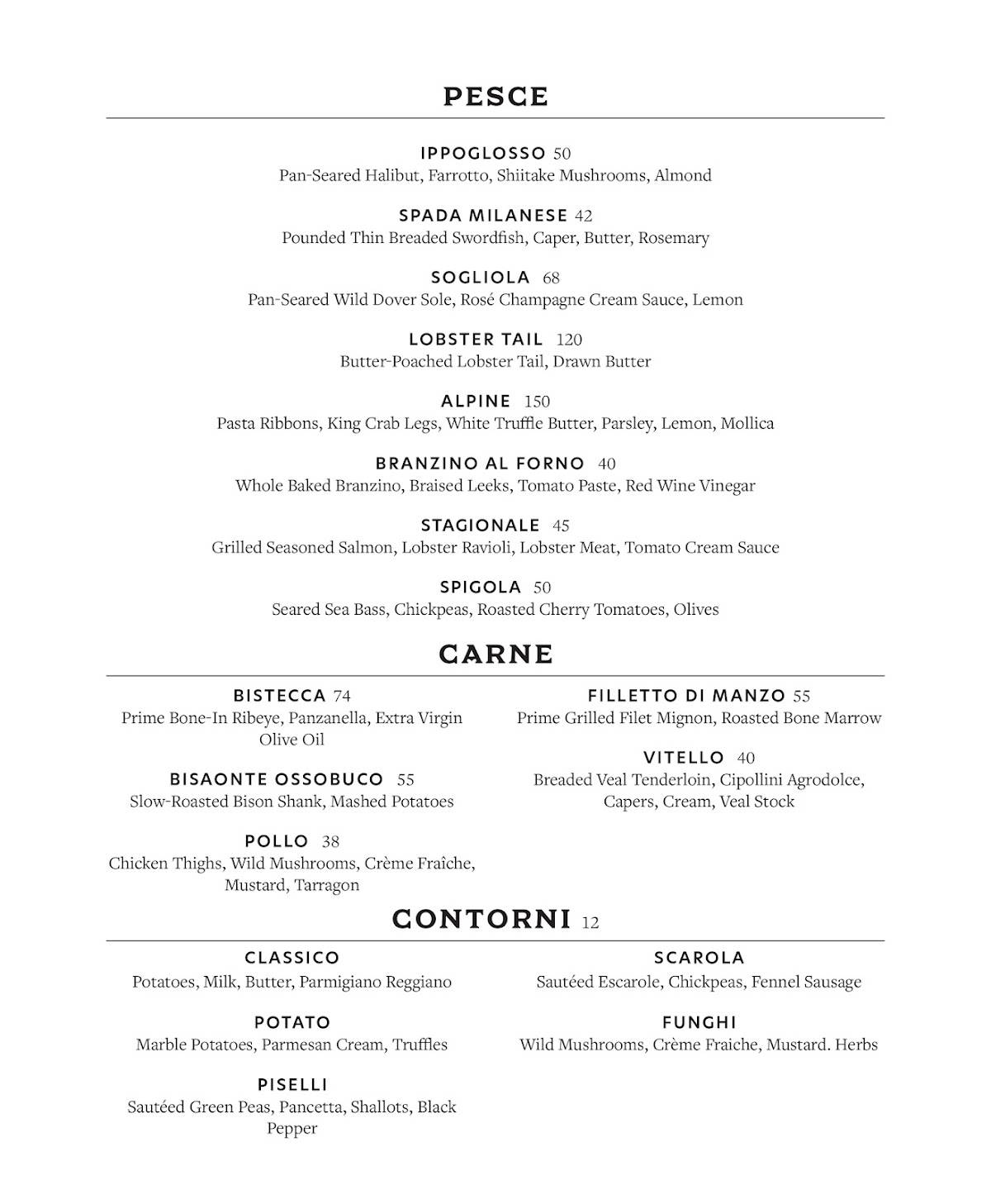 Menu at Acqua di Dea pub & bar, Cleveland