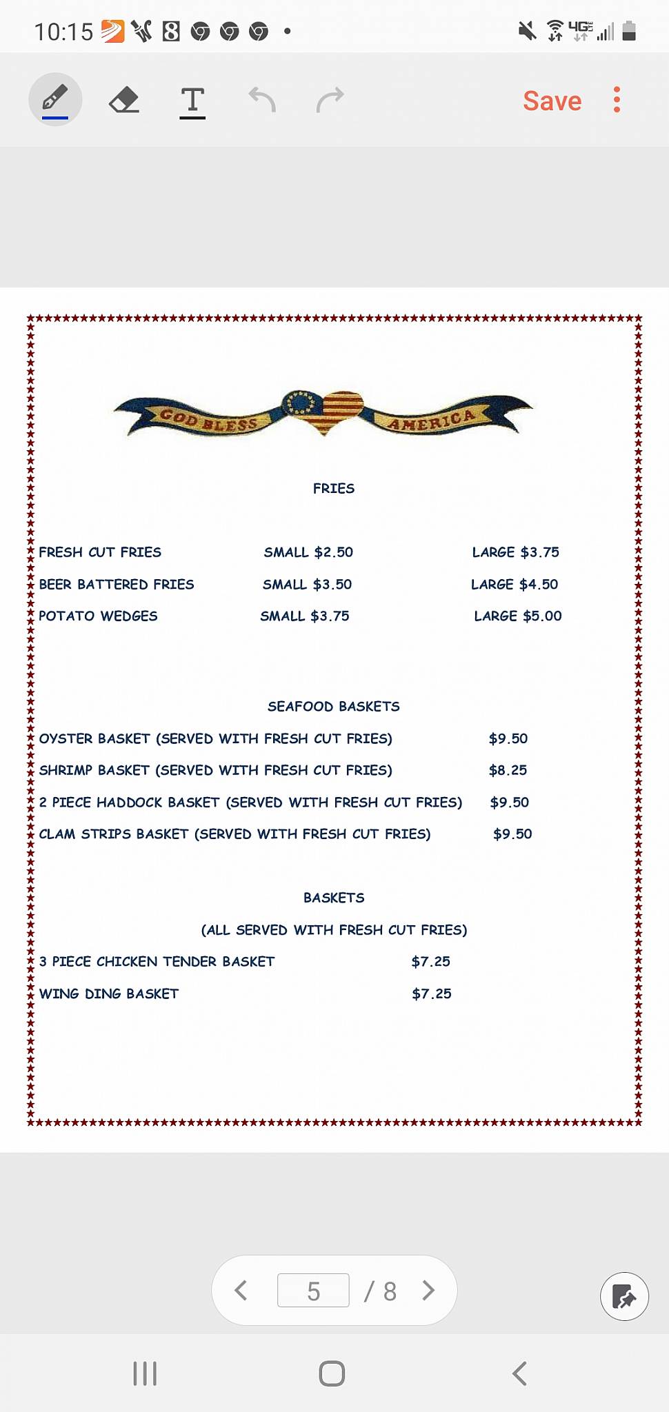 Menu at American Legion Post 177 pub & bar, Newport