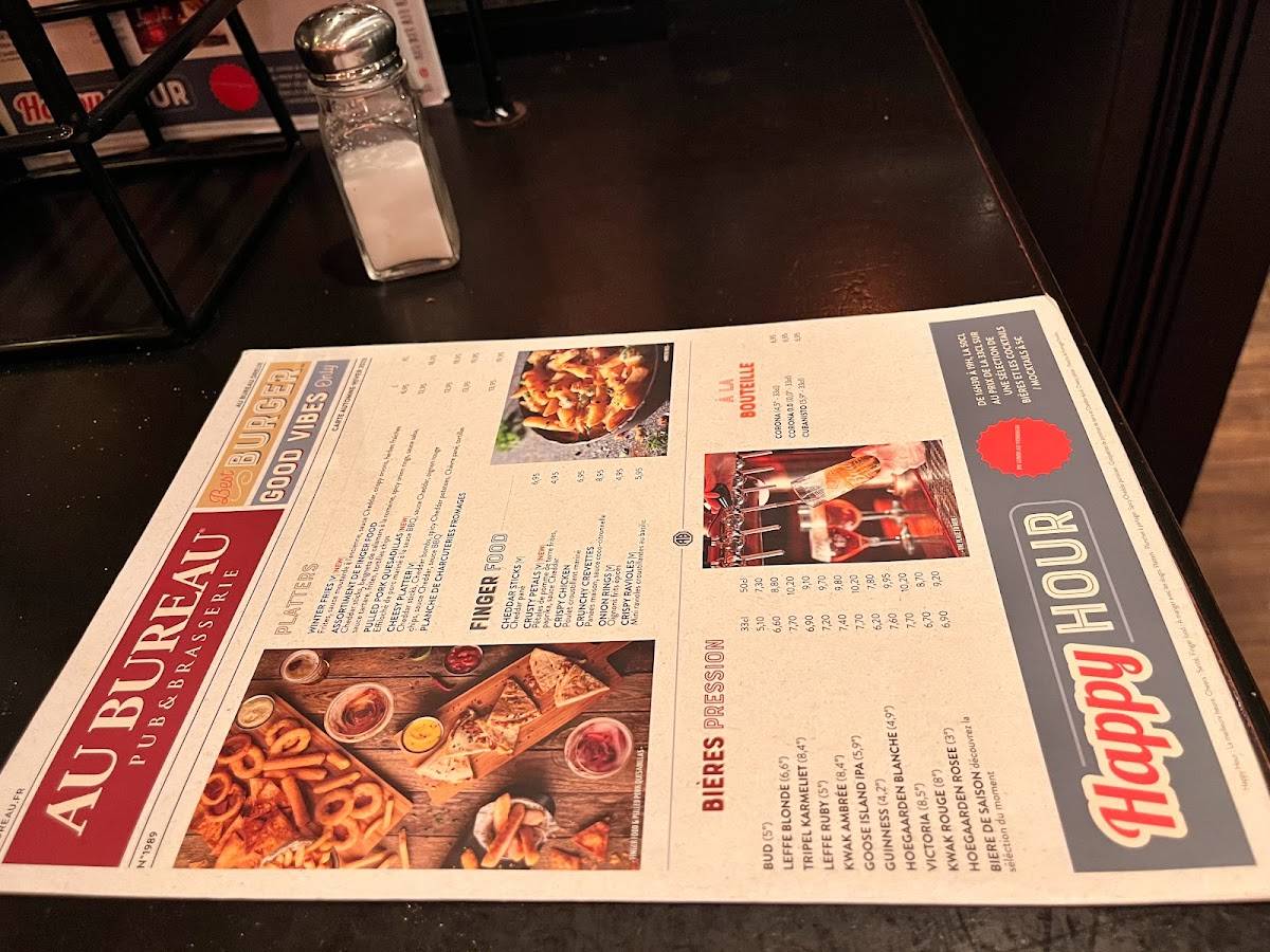 Menu au Au Bureau pub et bar, Dreux