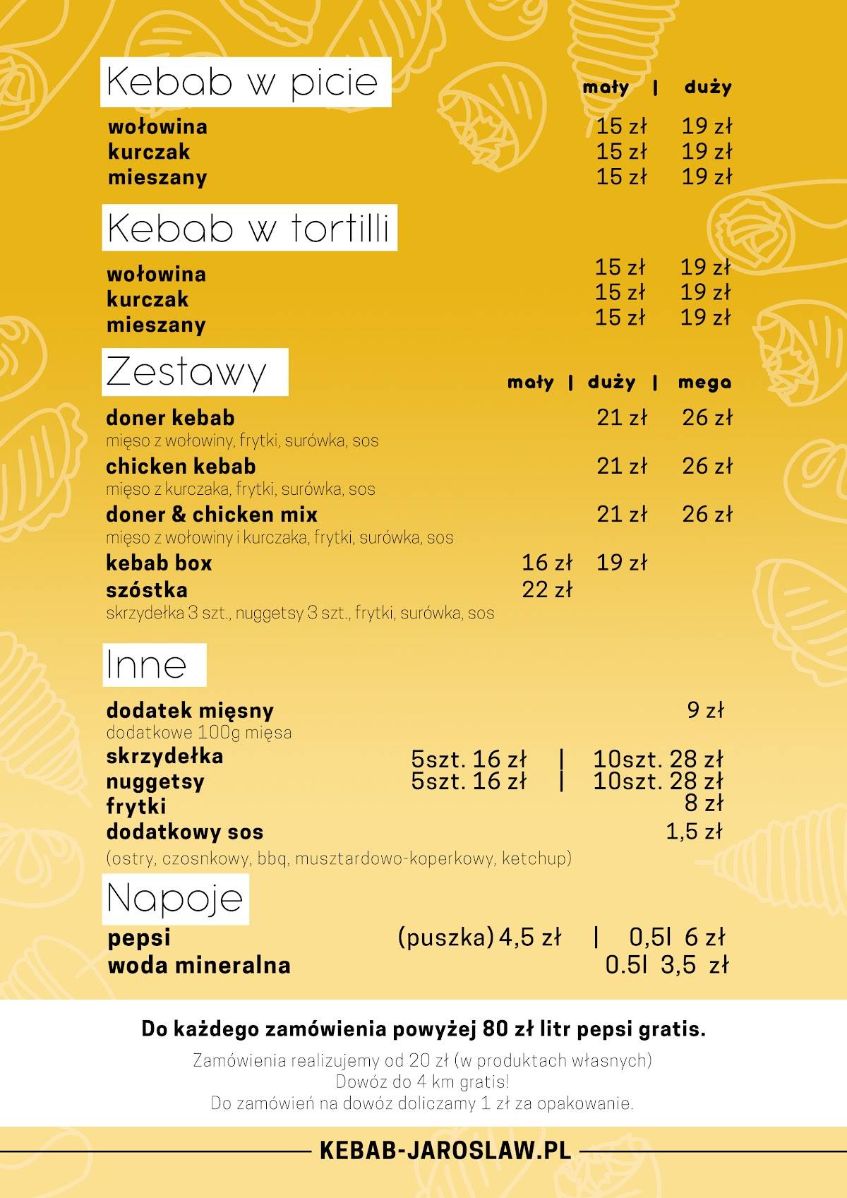 Menu at Bar Kebab, Jaroslaw